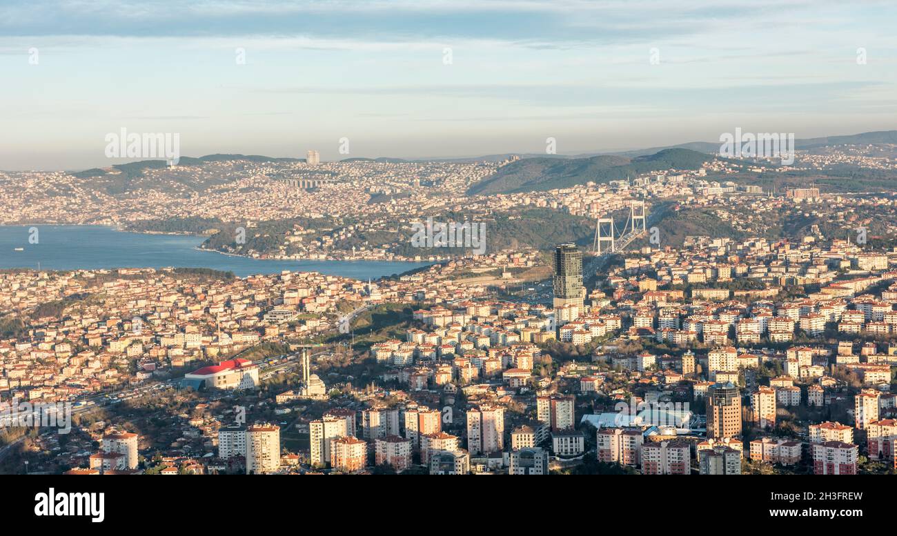Aerial view of the city downtown and skyscrapers. Skyscrapers and ...