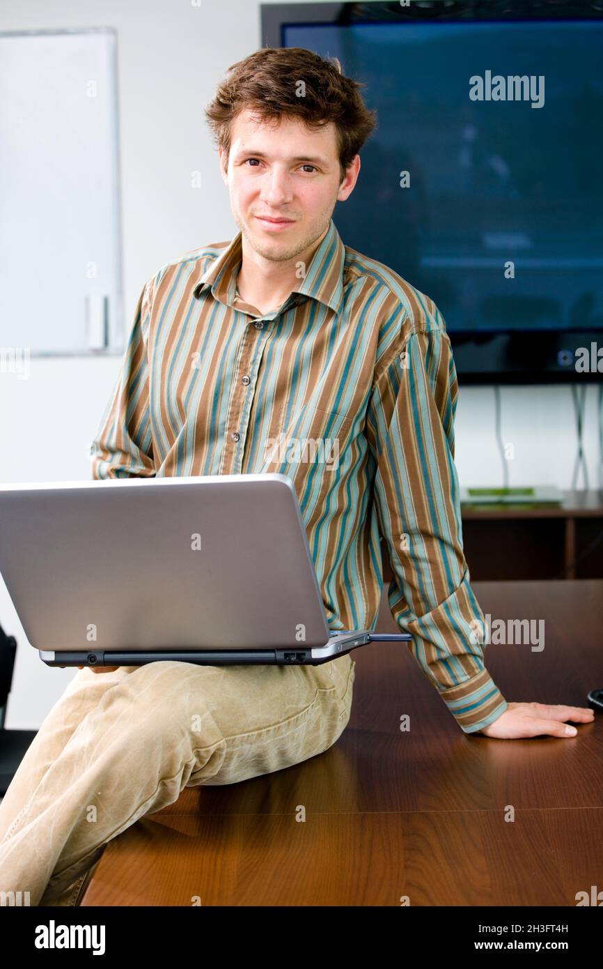 Business man using computer Stock Photo - Alamy