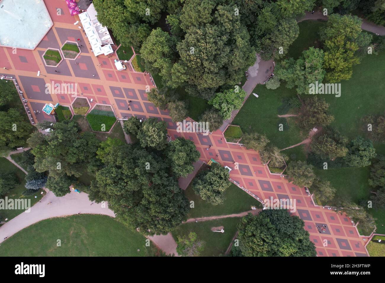 Urban park with meadow, trees and paths. Top view Stock Photo - Alamy