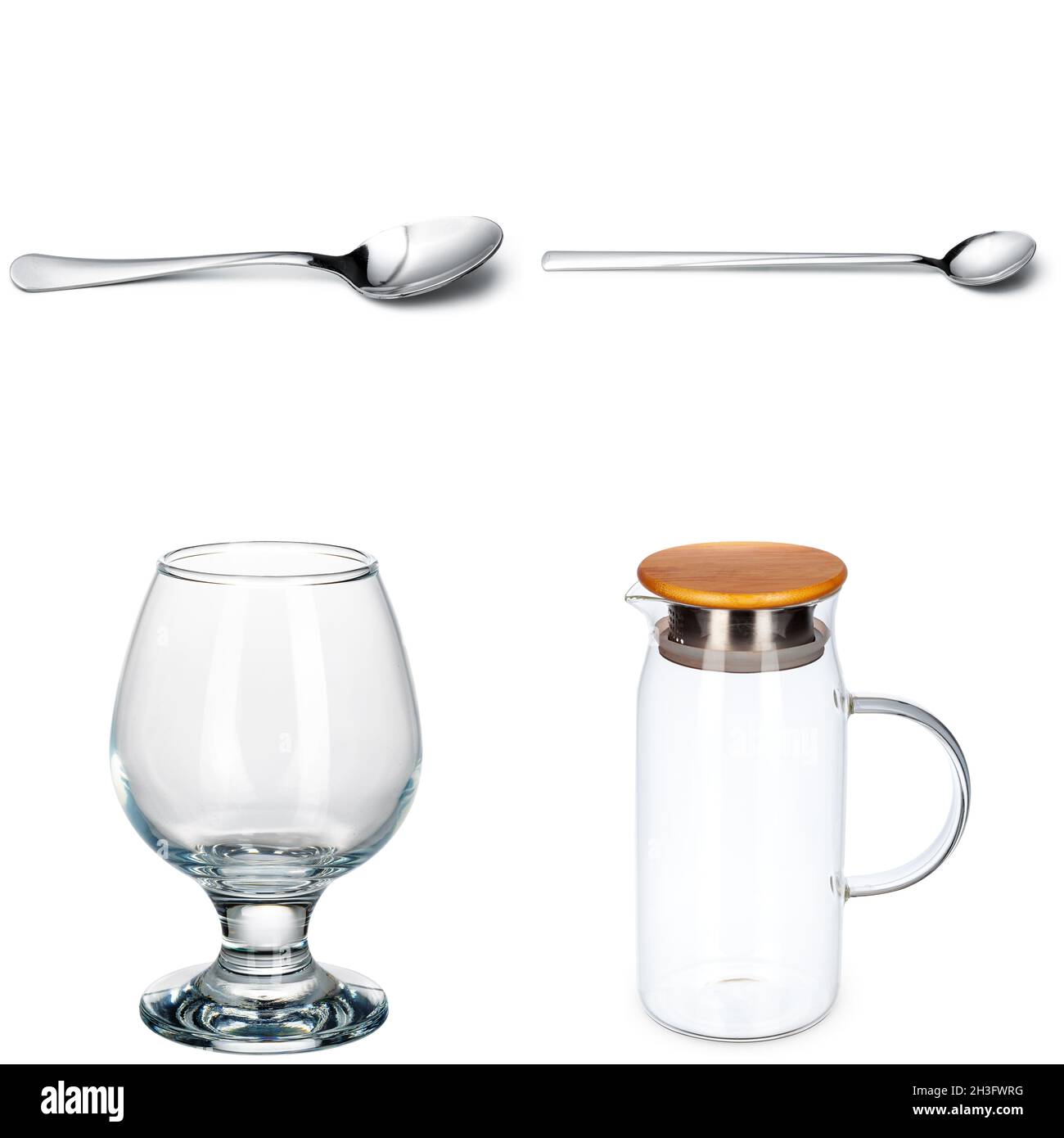 Collage of kitchen utensils isolated on white Stock Photo - Alamy