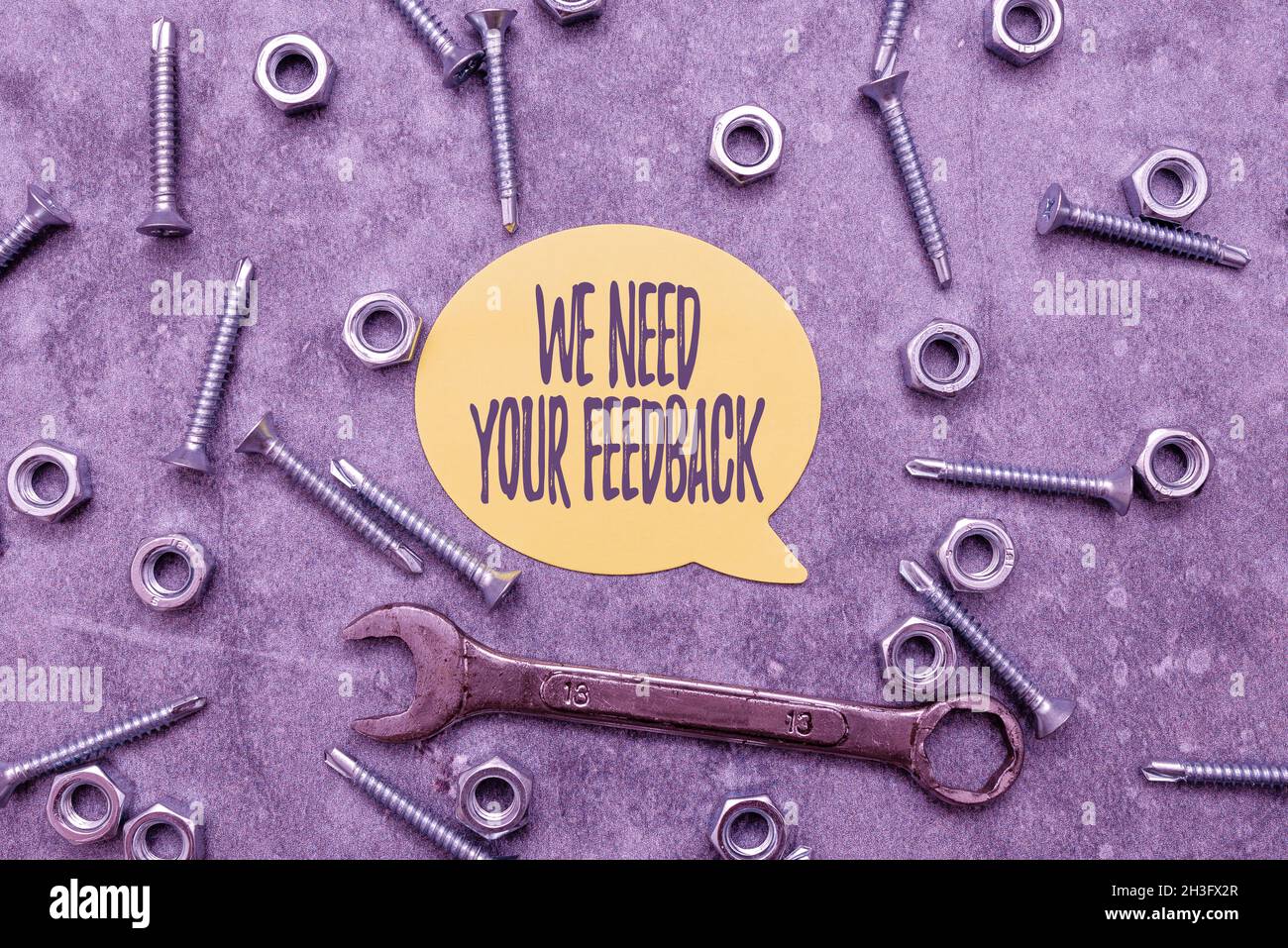 Conceptual display We Need Your Feedback, Business idea criticism given ...