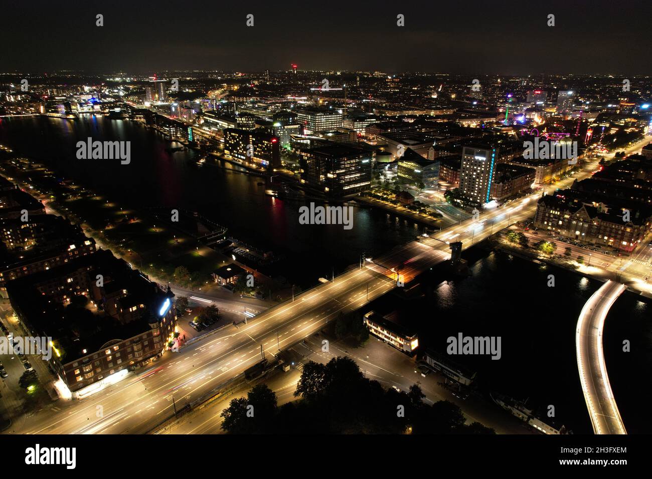 Copenhagen by night Stock Photo - Alamy