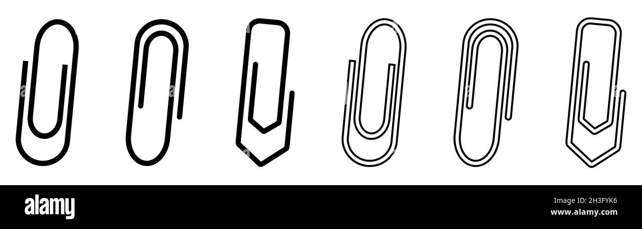 Paperclips icons set. Paper clips in flat and outline styles. Vector ...