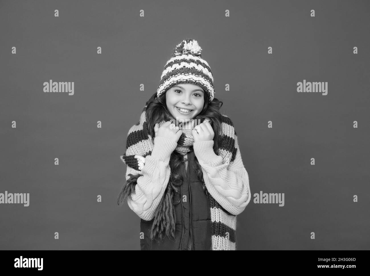 kid with happy face wearing warm winter clothing and get ready for ...