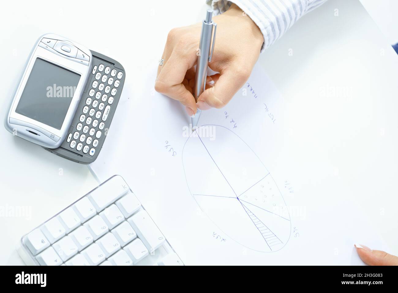 Female hand drawing chart Stock Photo - Alamy