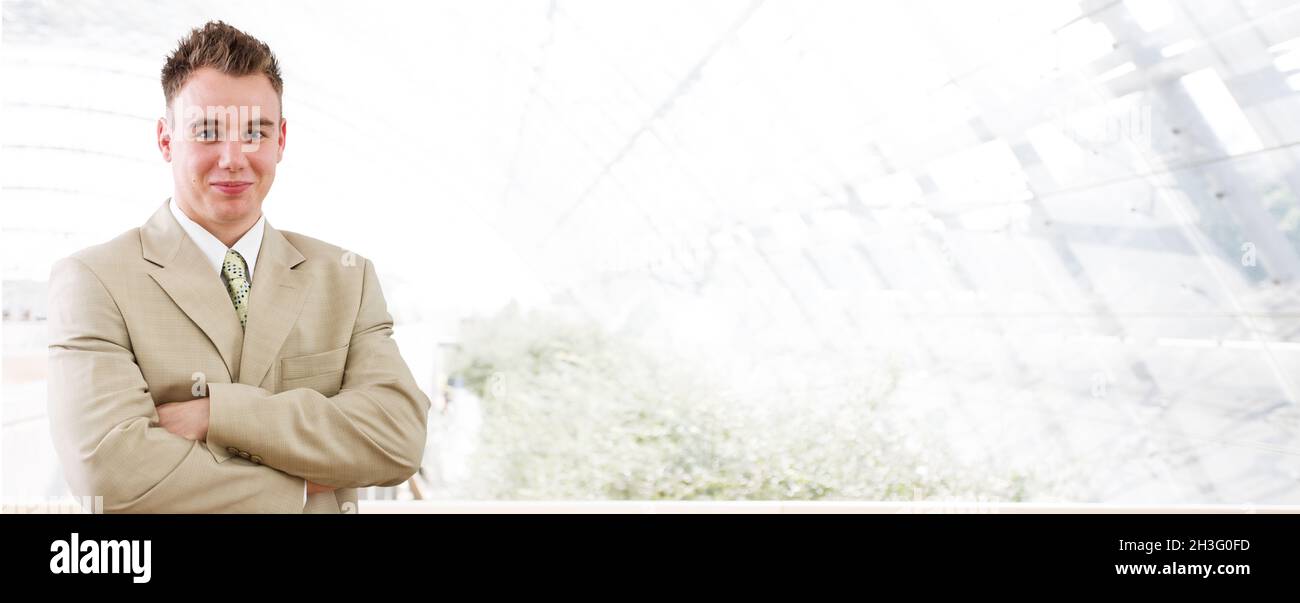 Business banner - young businessman Stock Photo - Alamy