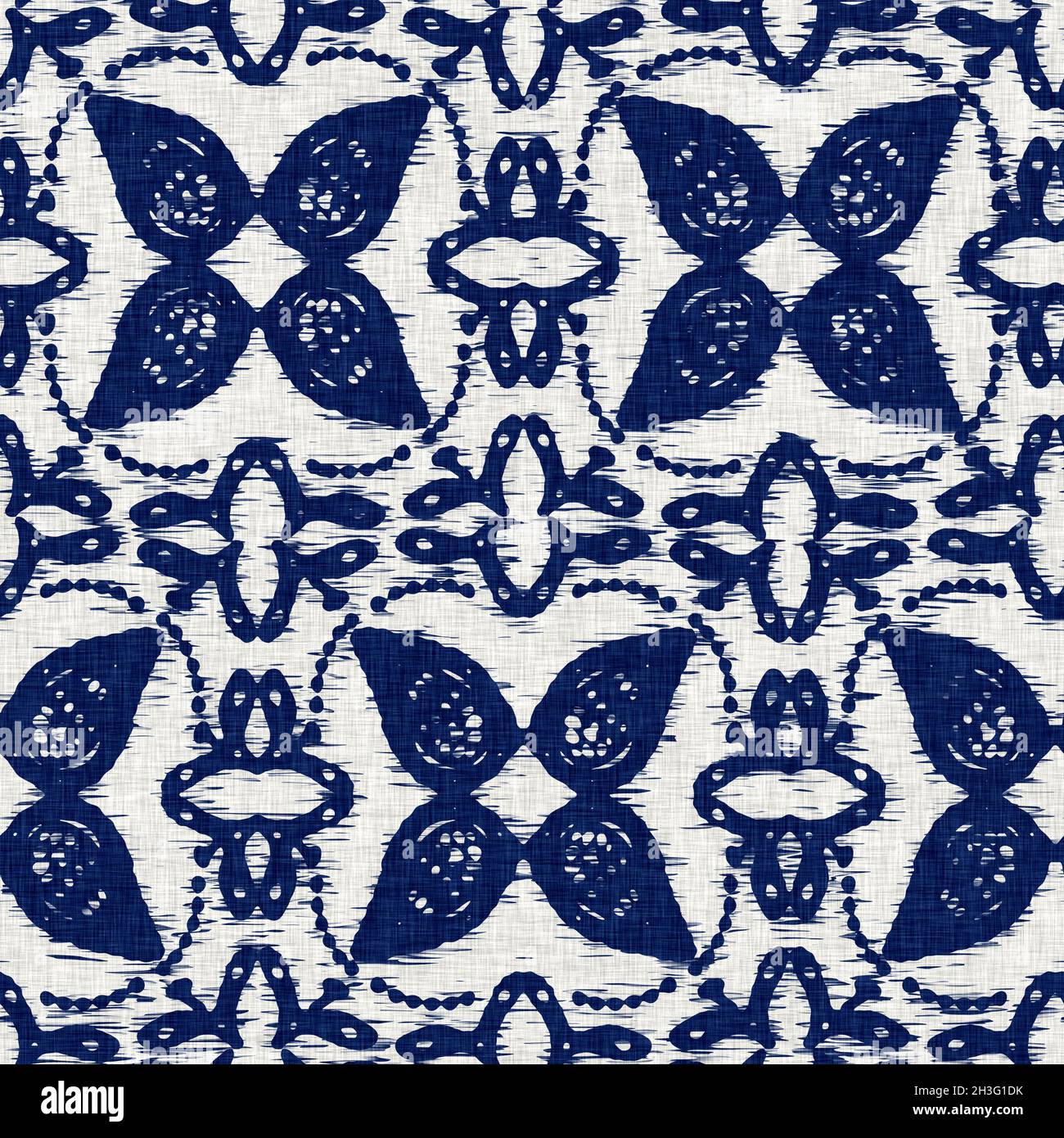 Indigo dyed fabric flower pattern texture. Seamless textile fashion ...