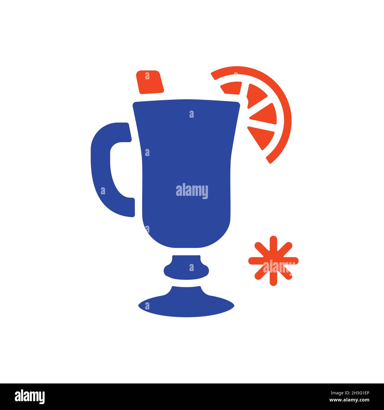 Mulled wine with orange slice and cinnamon stick vector glyph icon ...