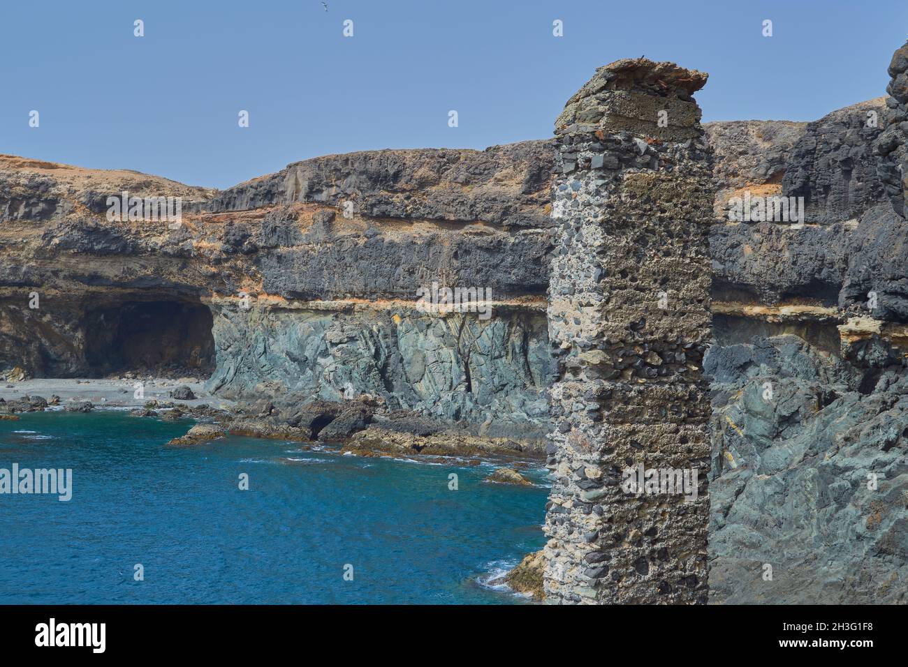 Beautiful rock formation tower in dark and light tones and in the ...