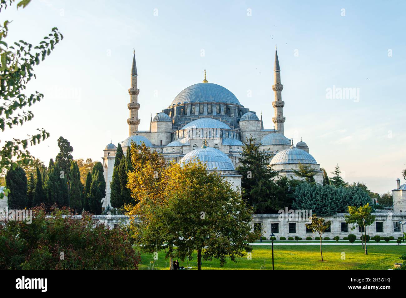 panoramic view of the Suleymaniye Mosque in Istanbul.Minaret and ...