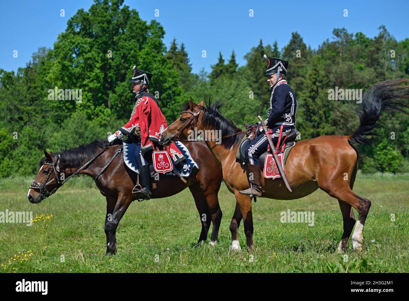 MINSK REGION, BELARUS - JUNE 6: Russian lancers taking part in the ...