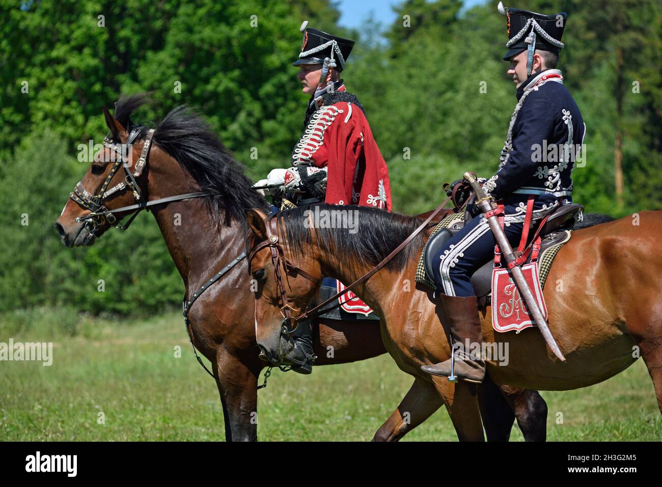 MINSK REGION, BELARUS - JUNE 6: Russian lancers taking part in the ...