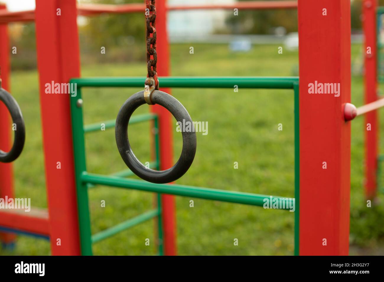 Rings on the playground. Details of the area for street training ...