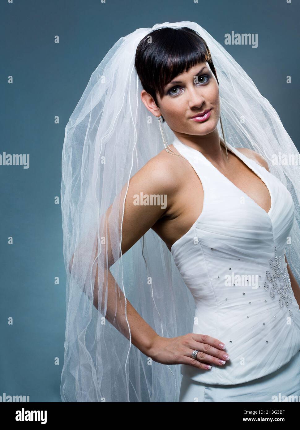 Bride in wedding veil Stock Photo - Alamy