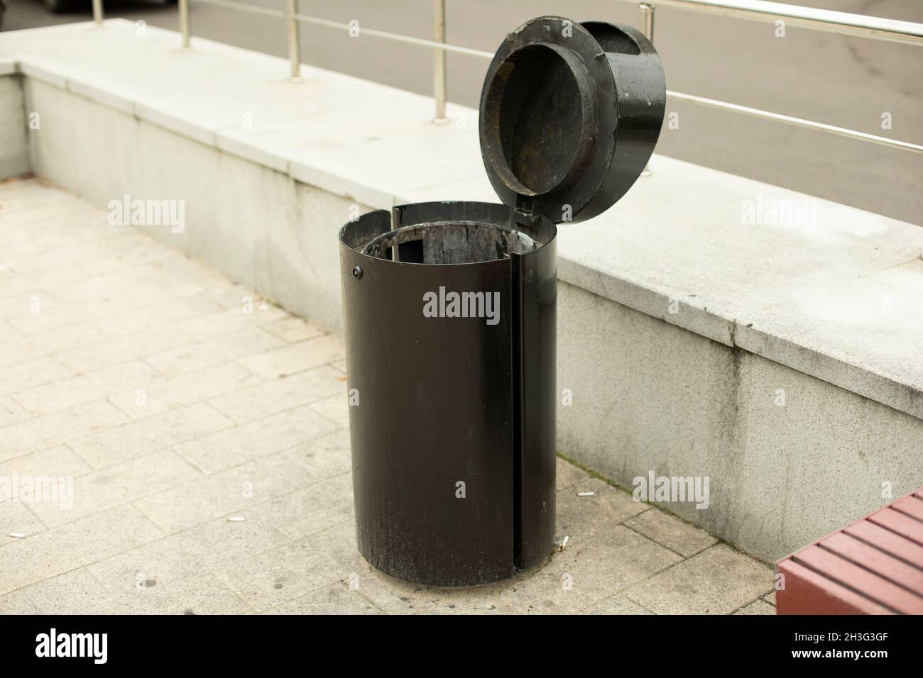 Black urn. The city's garbage dump for small garbage. The place of ...