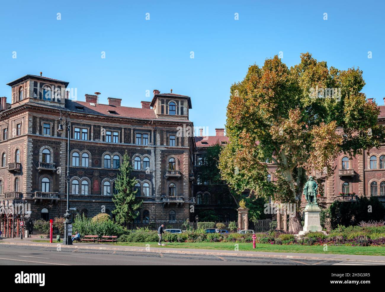 Beautiful old painted buildings at Kodaly Korond, a square on the ...