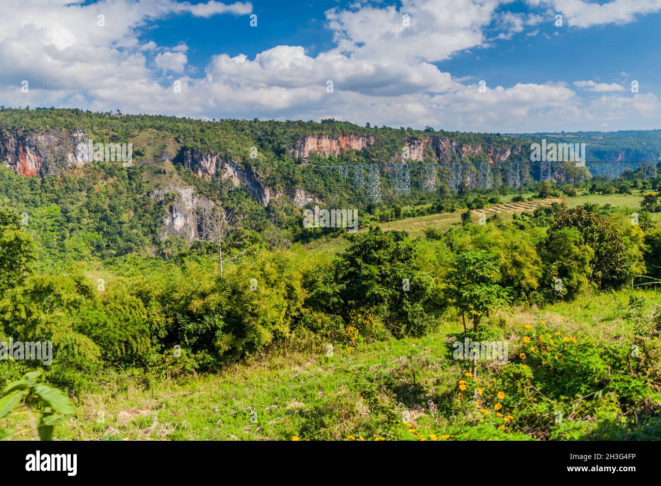Gokteik Goteik or Gok Teik viaduct on the railway line Mandalay ...