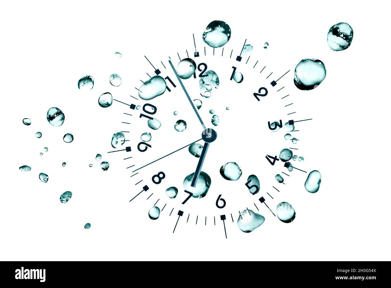 Clock face on background with lot of water drops Stock Photo - Alamy