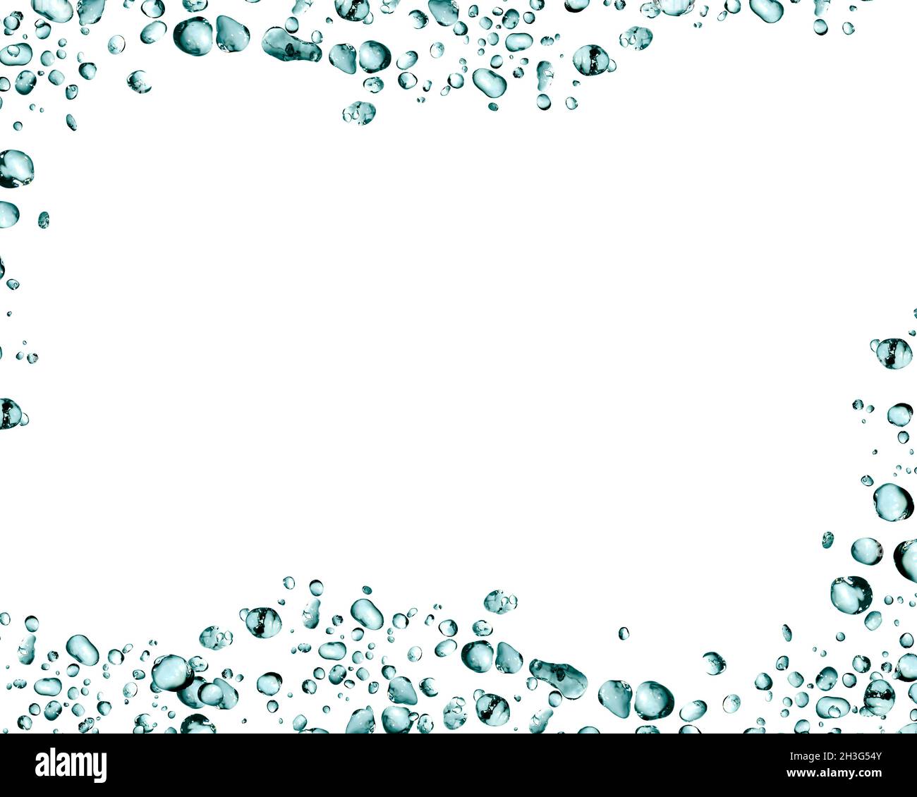 Nice abstract blue water drops as border on white background Stock ...