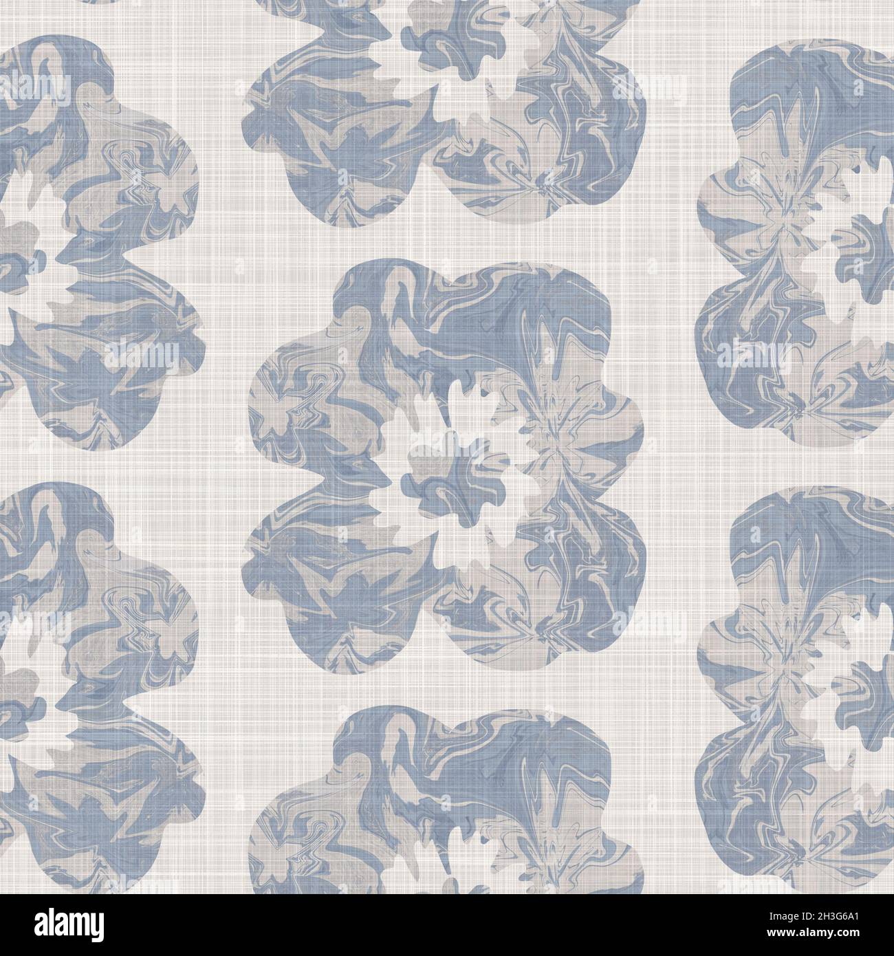 Seamless french linen printed floral damask background. Provence blue ...