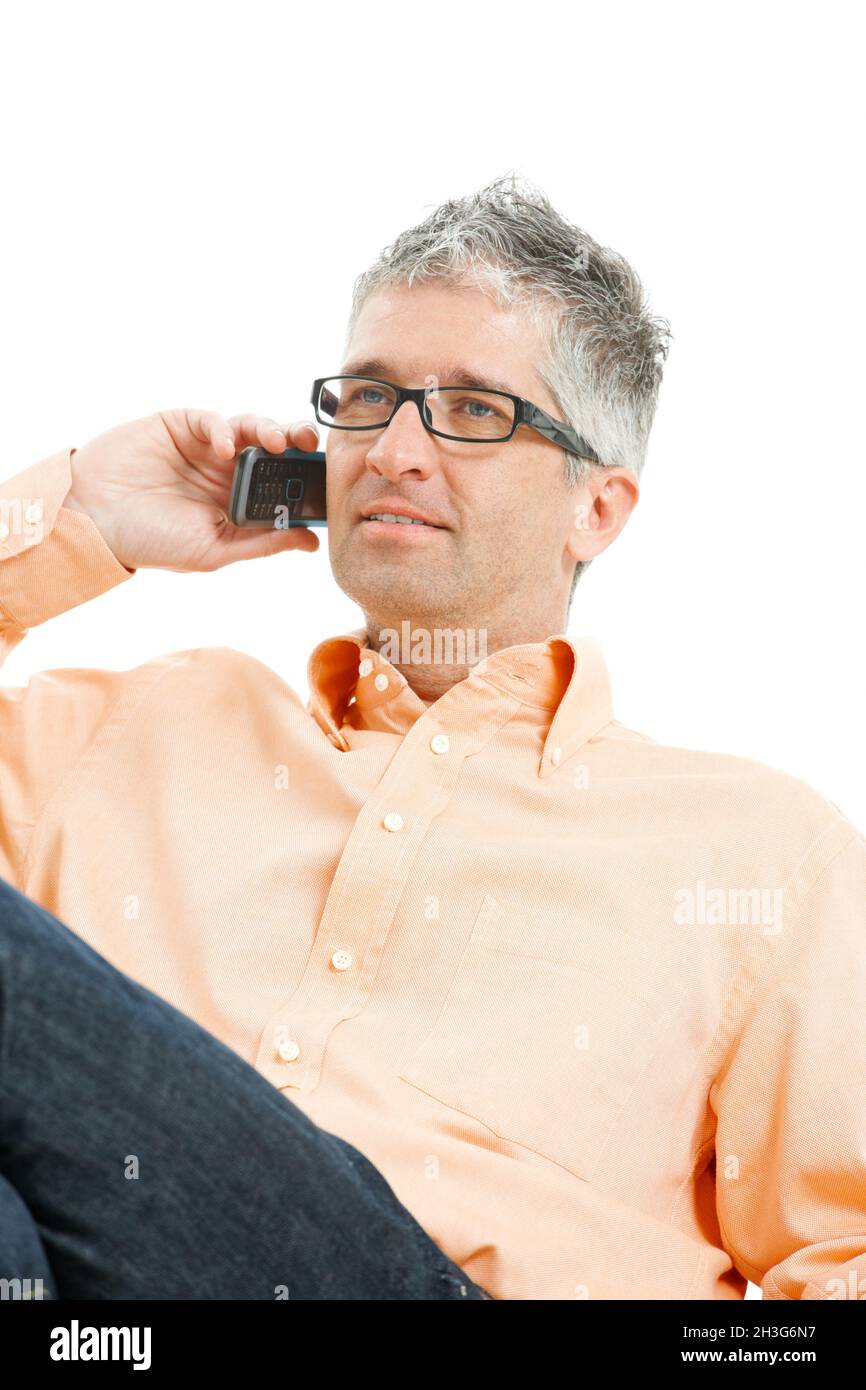 Man talking on mobile phone Stock Photo - Alamy