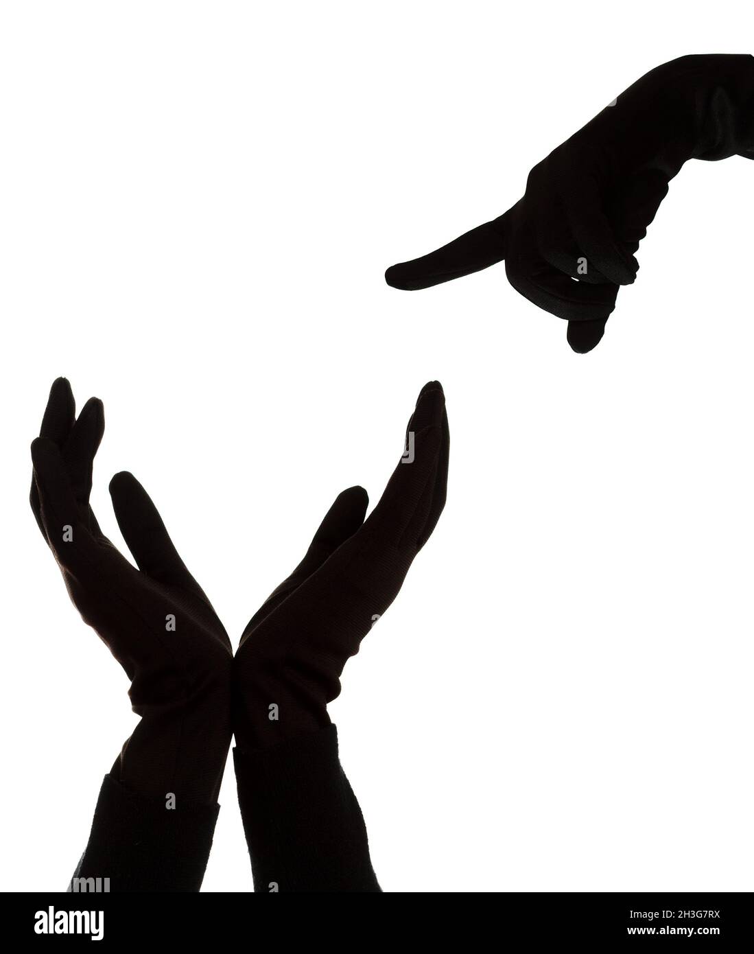 Black Hands Pantomime - Three Hand Stock Photo - Alamy