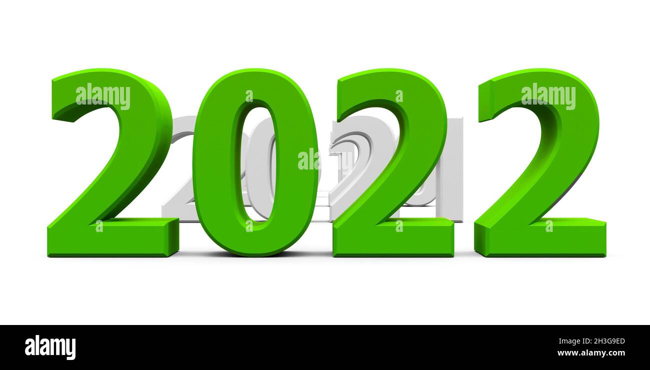 Green 2022 come represents the new year 2022, three-dimensional ...
