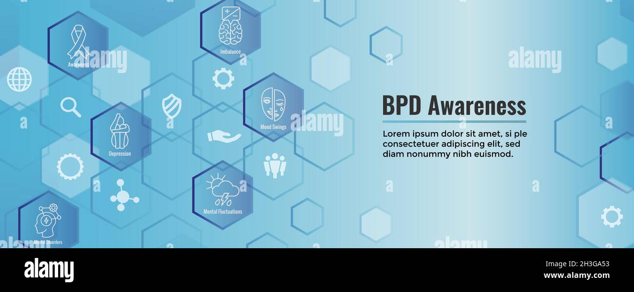 BPD - Borderline Personality Disorder icon set and web header ...