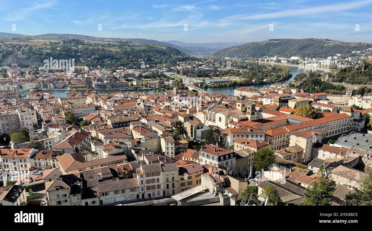 VIENNE, Isère, France. View from the Chapelle Notre Dame looking NW ...
