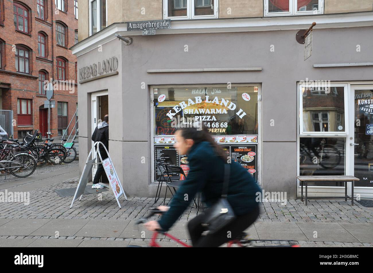 Copenhagen /Denmark / 26 October 2021 / Kebab land immigrant fast food ...