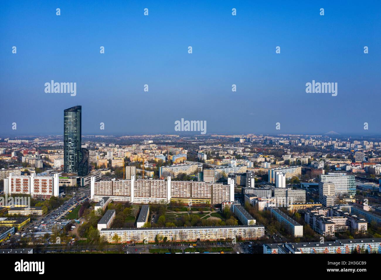 Skyscraper in residential buildings in the city of Wroclaw. Poland ...
