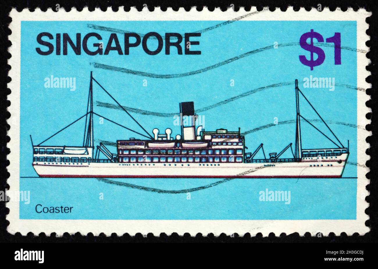 SINGAPORE - CIRCA 1980: a stamp printed in Singapore shows coaster ...