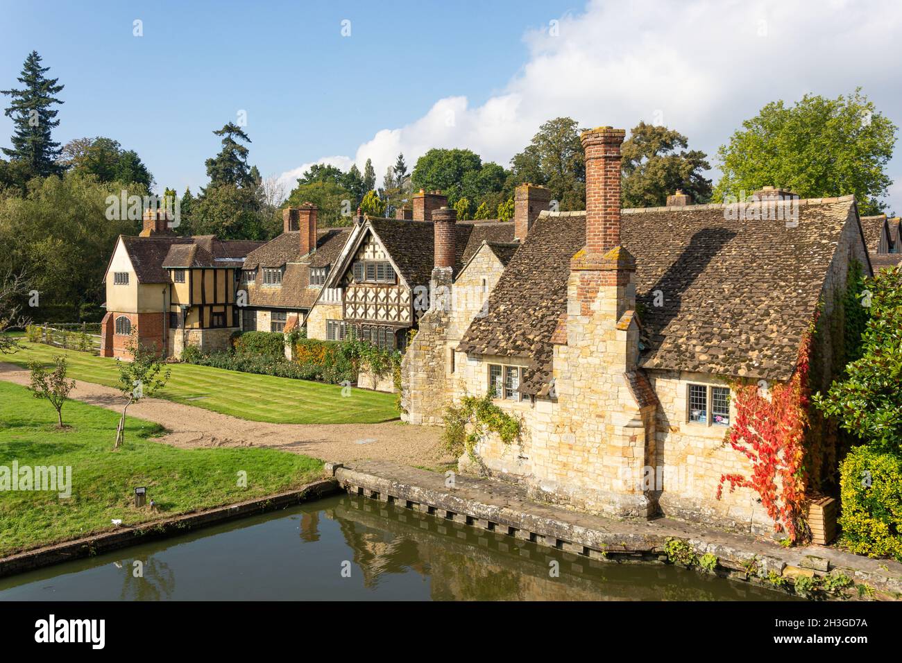 Period cottages in grounds of 13th century Hever Castle, Hever, Kent ...