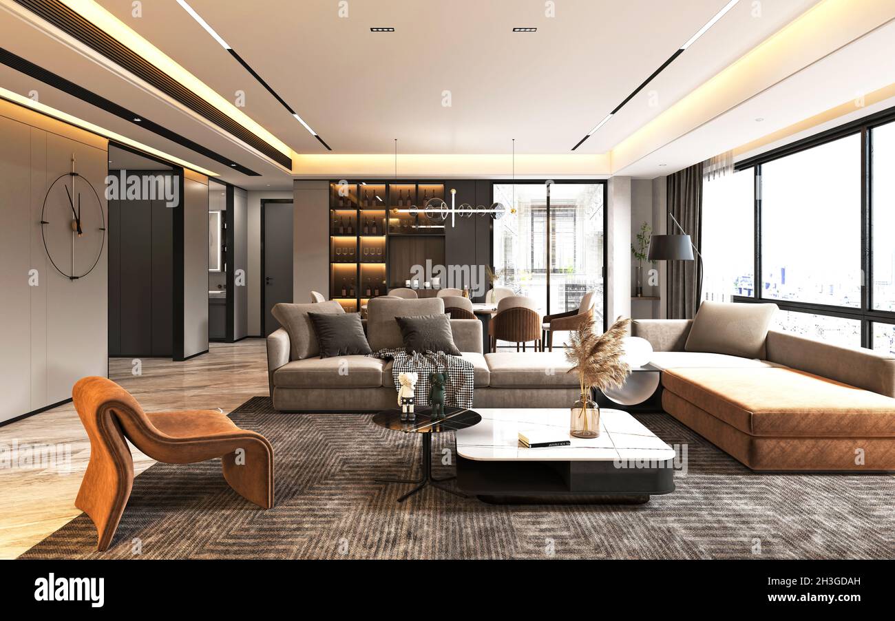 3d render of living room Stock Photo - Alamy