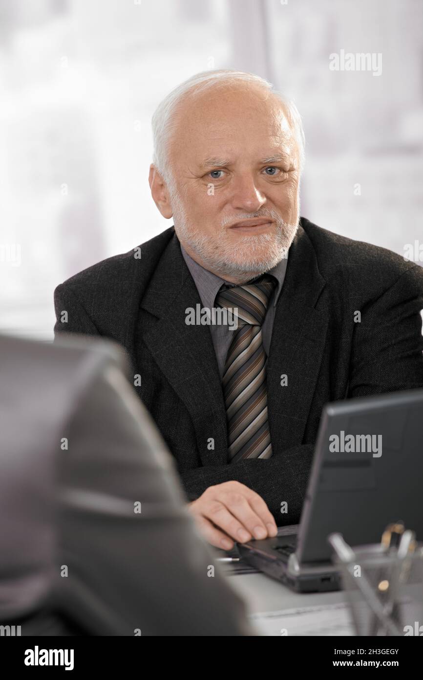 Older portrait professional satisfied senior shirt hi-res stock ...