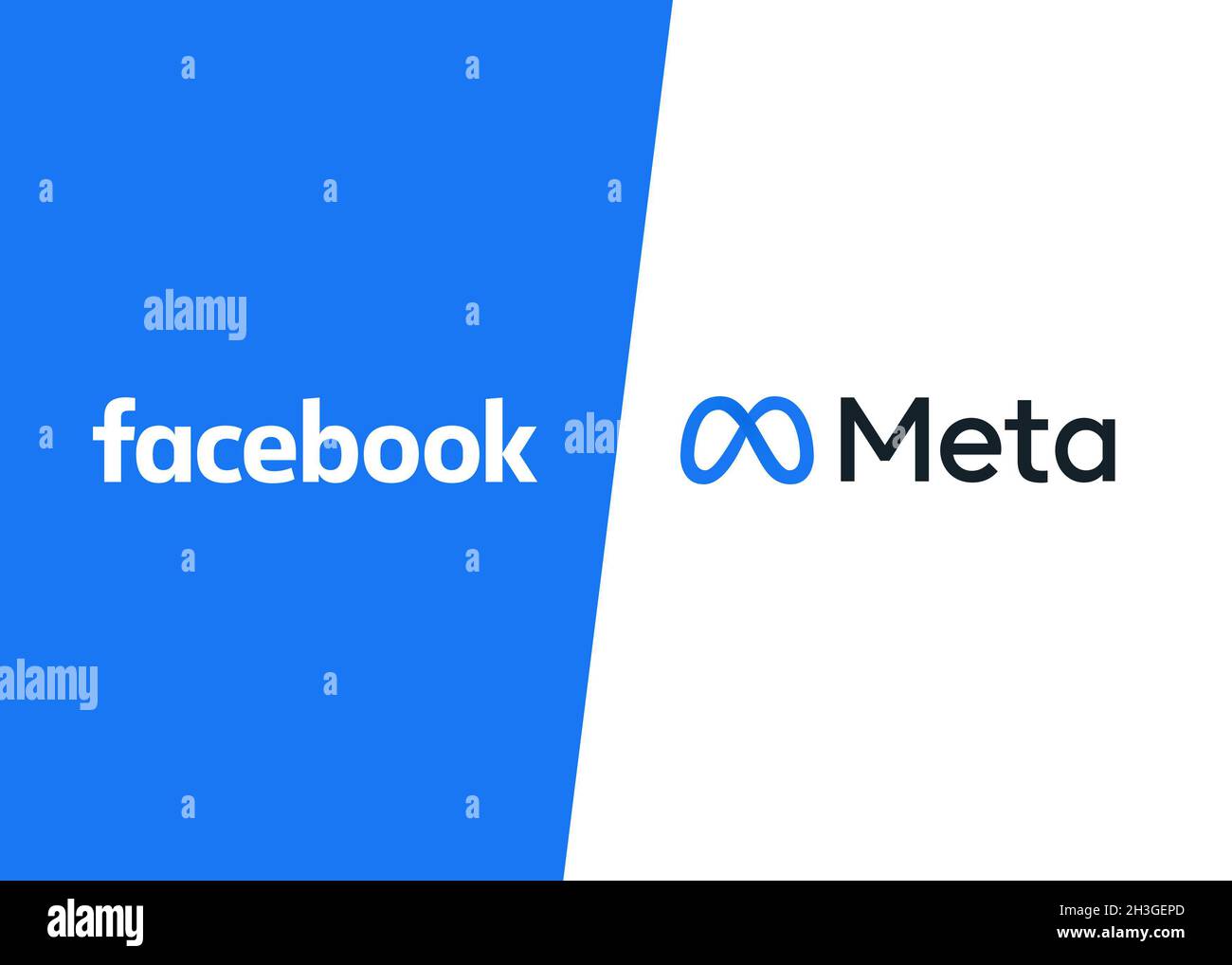 Facebook logotype and new logo with name of company. M. Zuckerberg ...