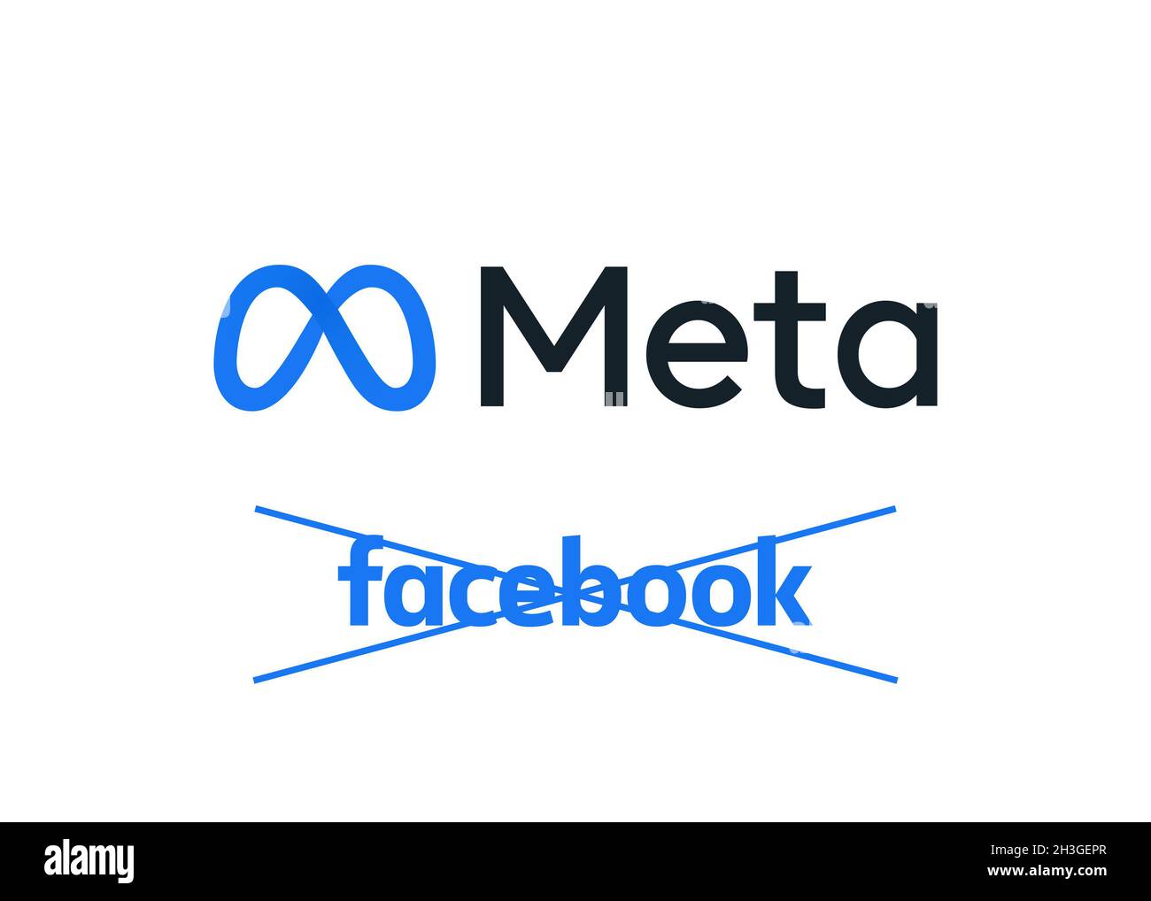 New brand logo of Meta of Facebook Company with old Facebook logotype ...
