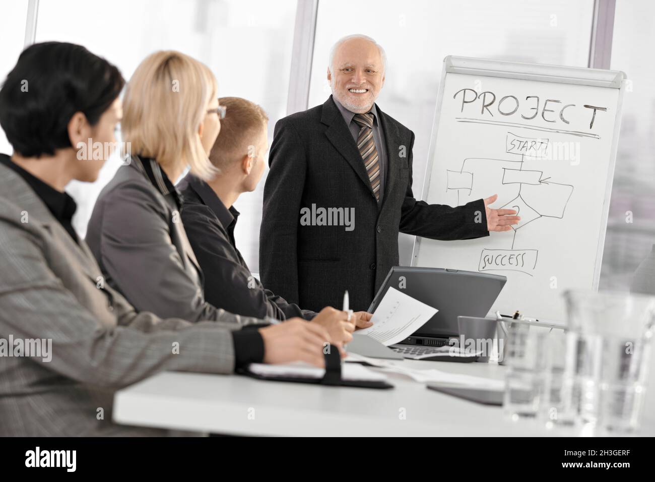 Senior businessman training colleagues Stock Photo - Alamy
