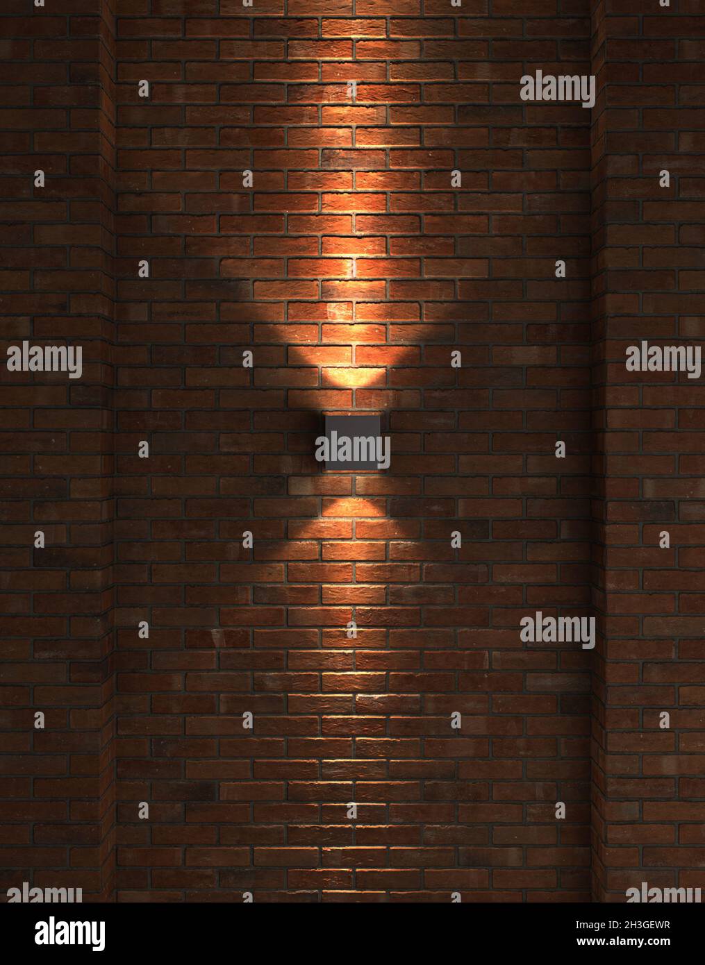 3d rendering of a brick wall with decorative lighting Stock Photo - Alamy