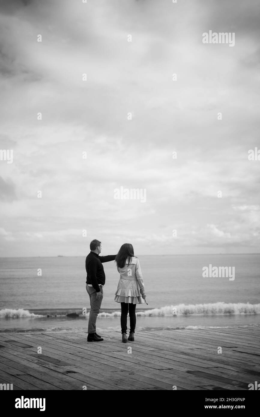 Family enjoying a view Black and White Stock Photos & Images - Alamy