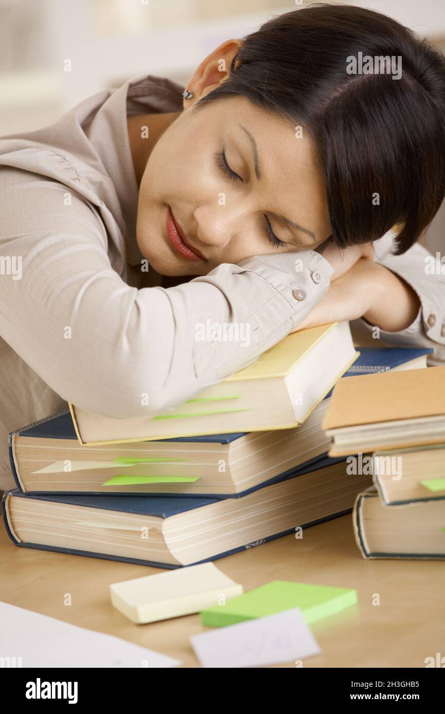 Exhausted Tired College Student Pile High Resolution Stock Photography ...