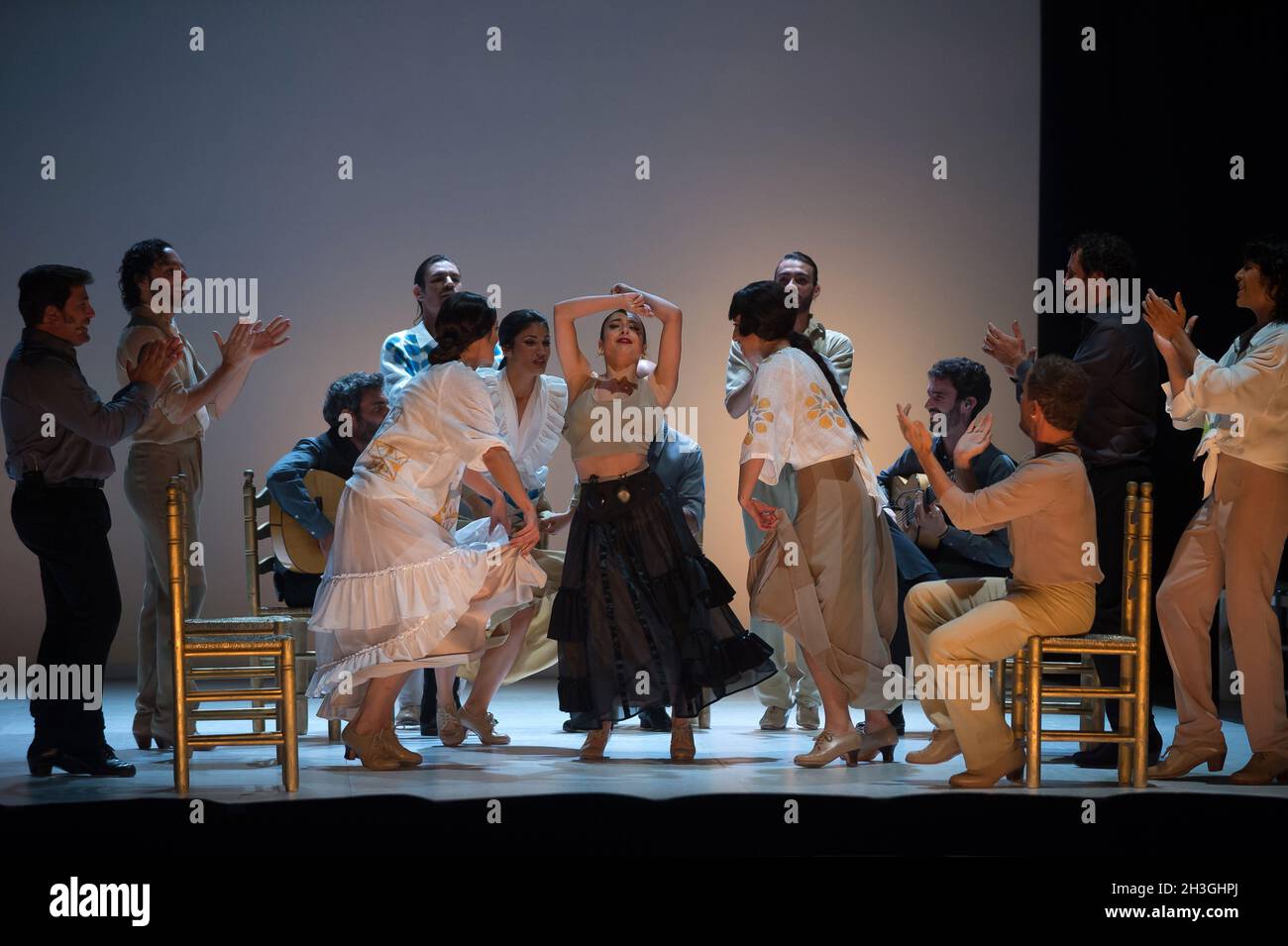 Malaga, Spain. 28th Oct, 2021. Dancers are seen perform on stage at ...