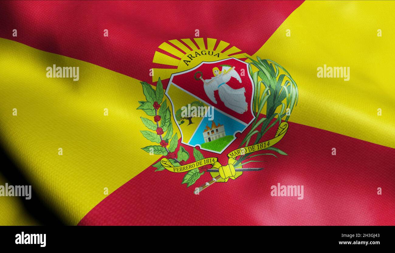 3D Illustration of a waving Venezuela state flag of Aragua Stock Photo ...