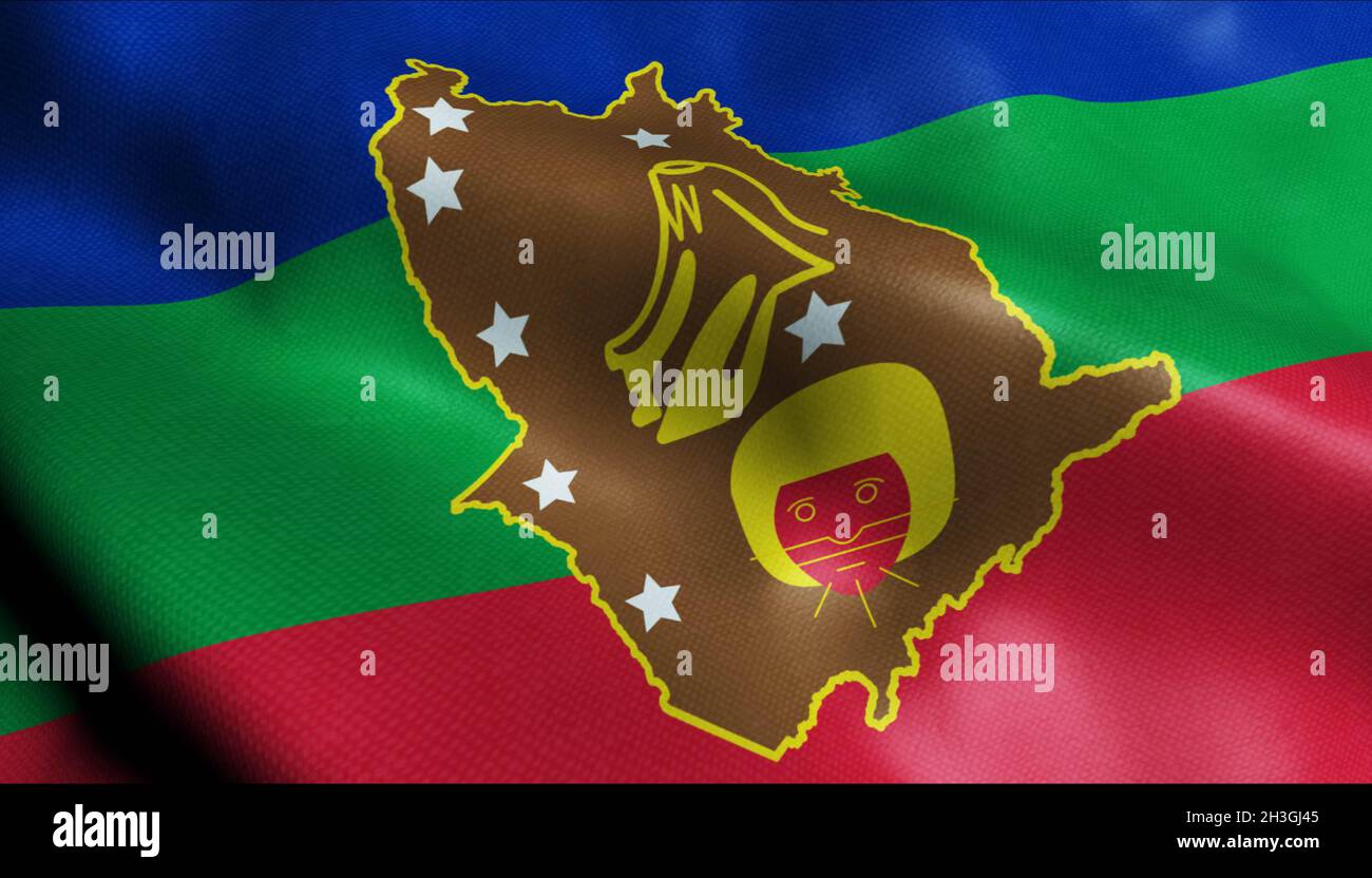 3D Illustration of a waving Venezuela state flag of Amazonas Stock ...