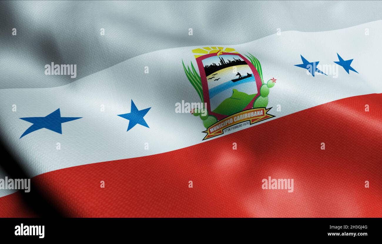 3D Illustration of a waving Venezuela city flag of Punto Fijo Stock ...