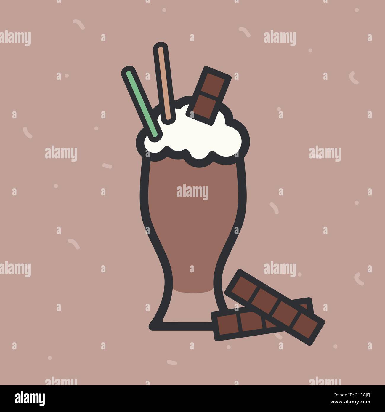 Chocolate milkshake on a light brown background - vector illustration ...