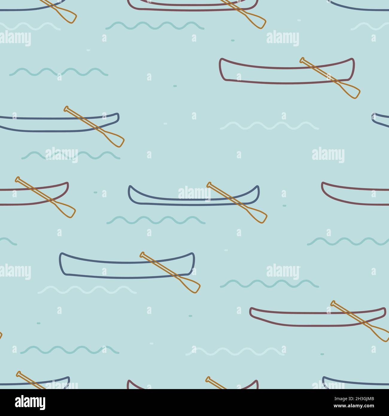 Outline canoes on the water - vector background Stock Vector Image ...