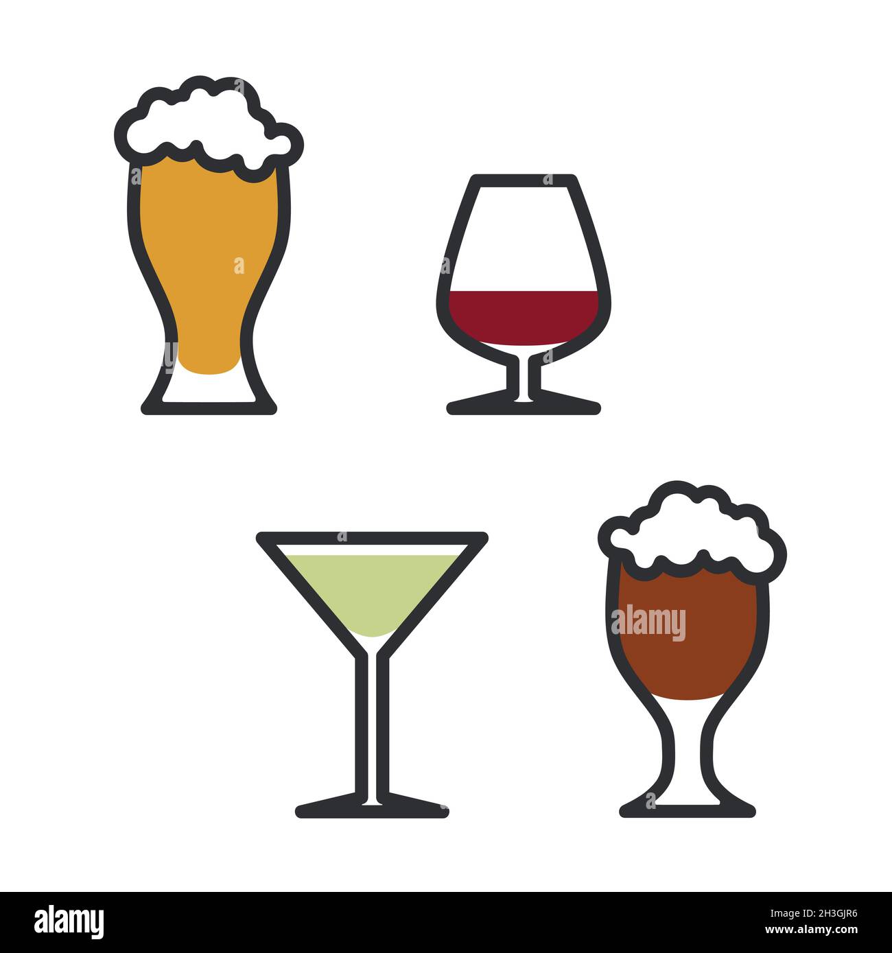 Set of outline alcohol drinks - vector illustration Stock Vector Image ...