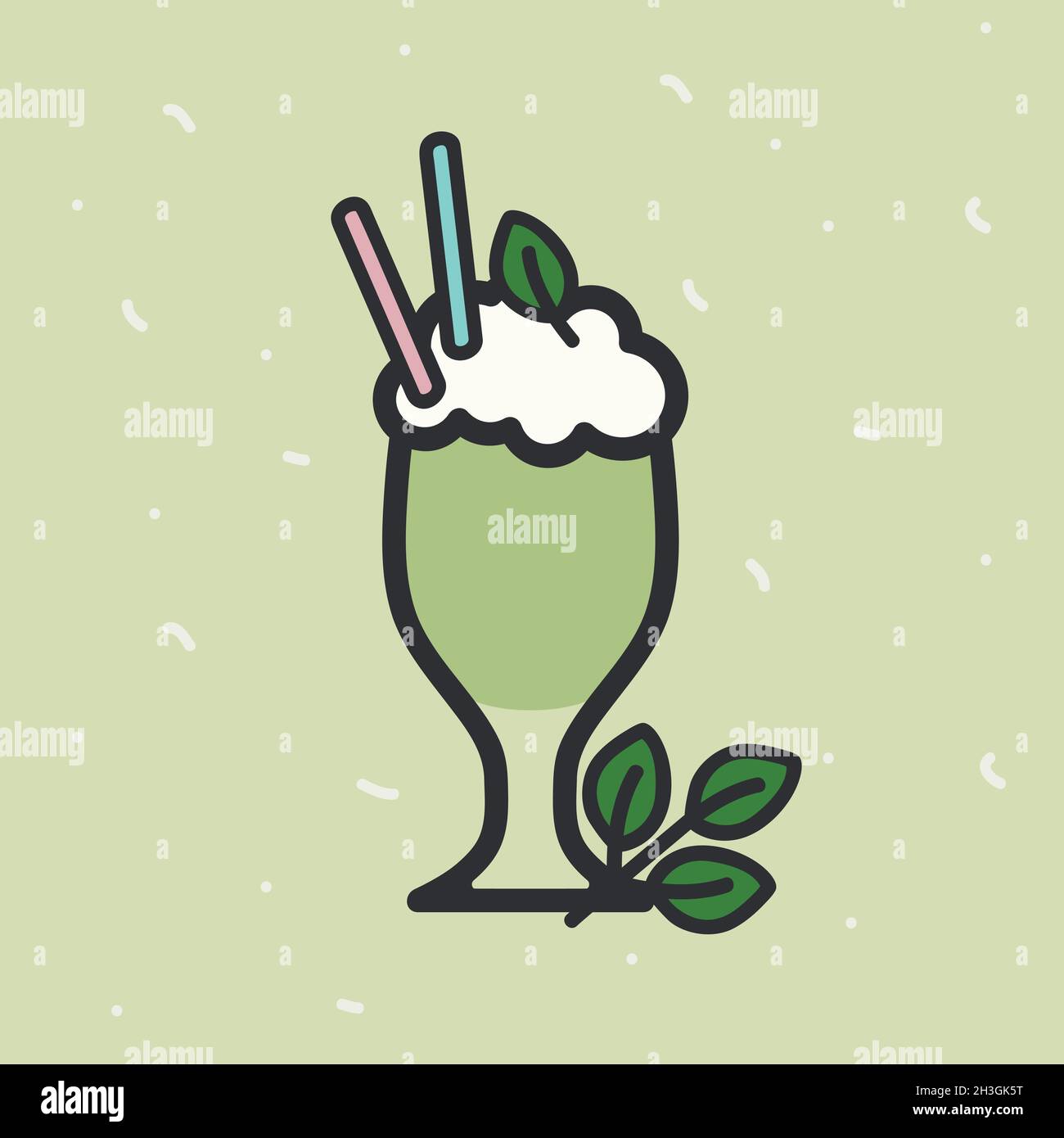 Mint milkshake on a light green background - vector illustration Stock ...