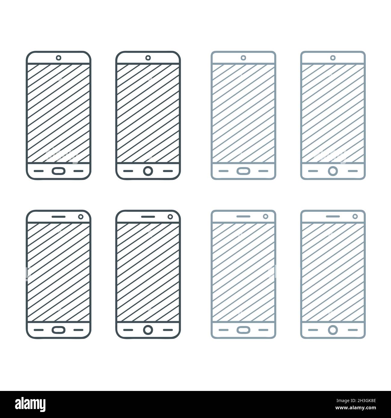 Outline smartphone set - vector illustration Stock Vector Image & Art ...